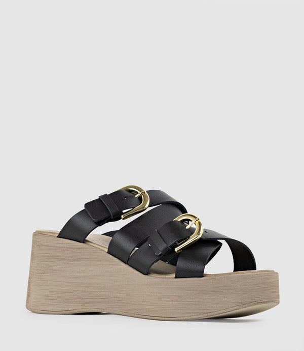KENNEDY70 Slide on Wedge in Black - Edward Meller