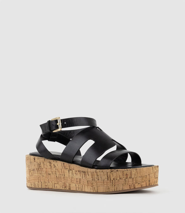 LEMUE H Front Sandal on Unit in Black - Edward Meller