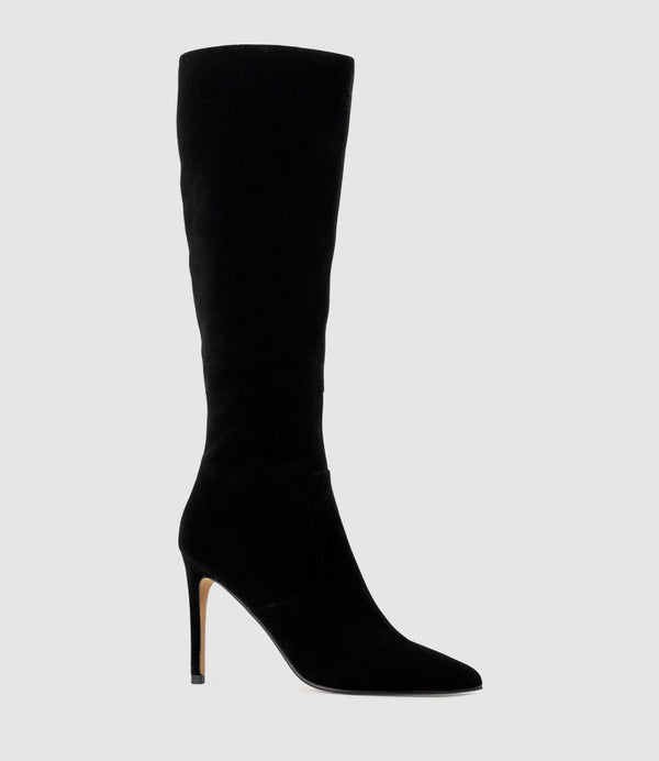 VAHLA100 Knee High Boot in Black Suede - Edward Meller
